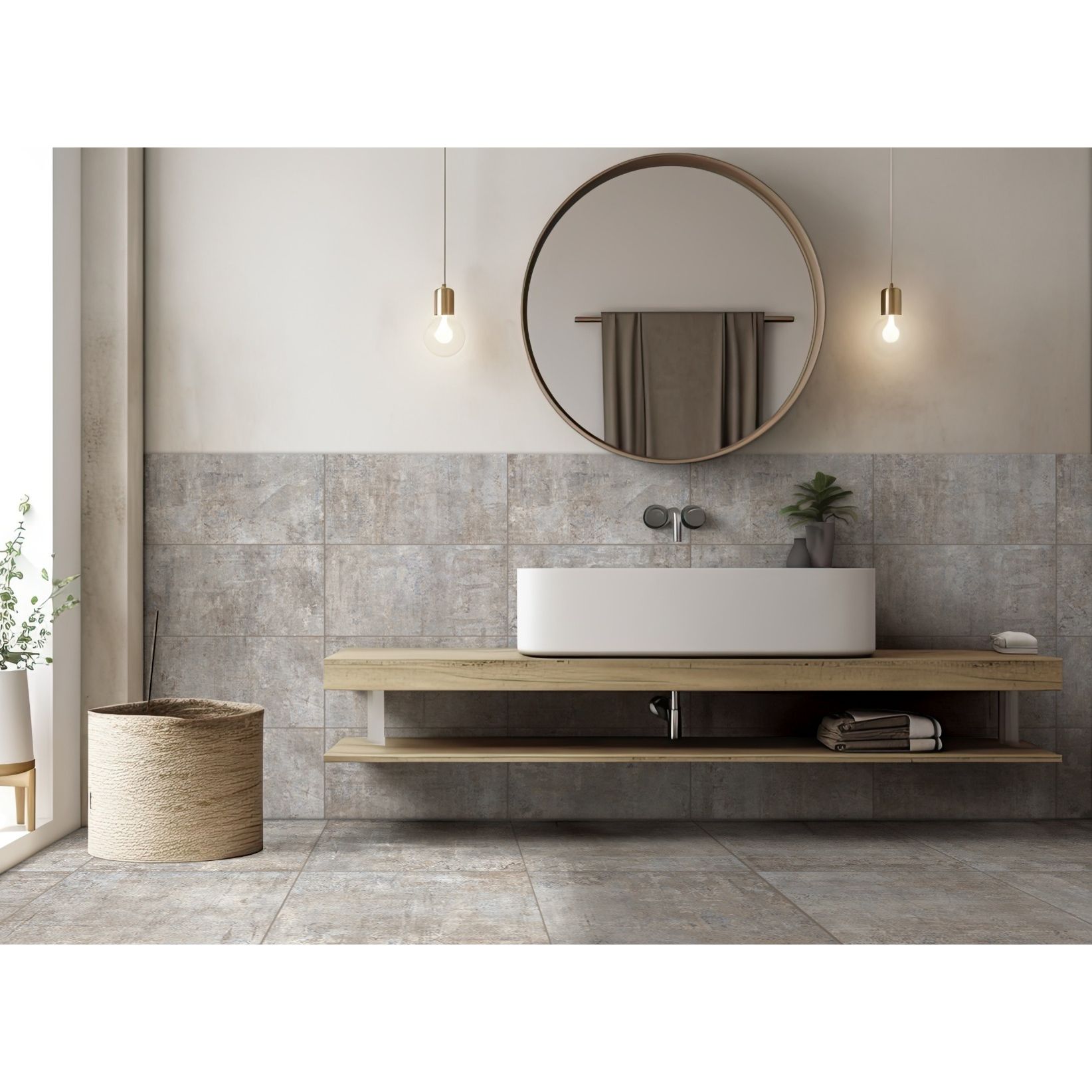 Affresco Grey Concrete Effect Porcelain Tile 80x80 | Large Tiles | Tile ...