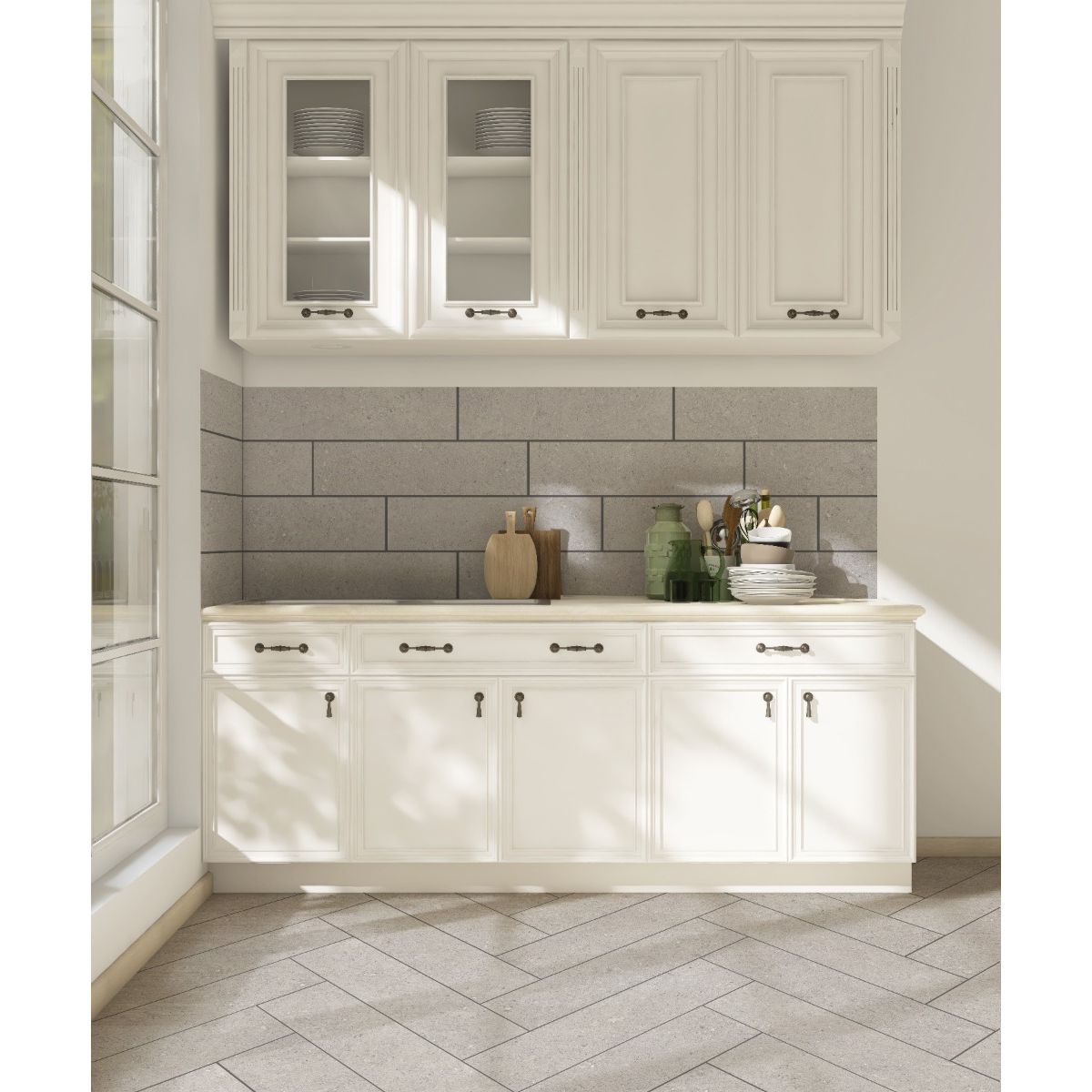 Grey Limestone Effect Porcelain Tiles | Tile Giant