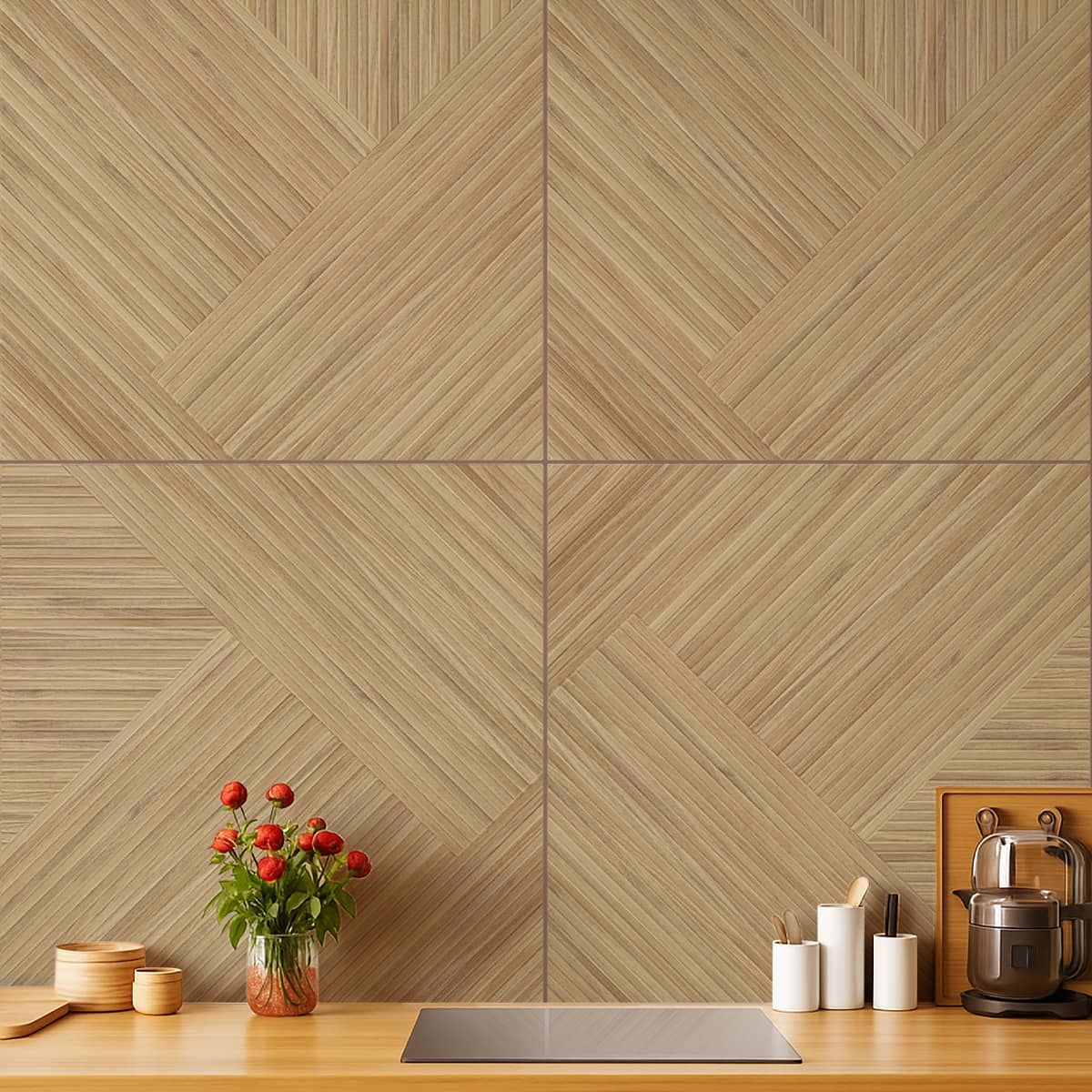 Geometric Wood Panel Effect Porcelain Tiles | Tile Giant