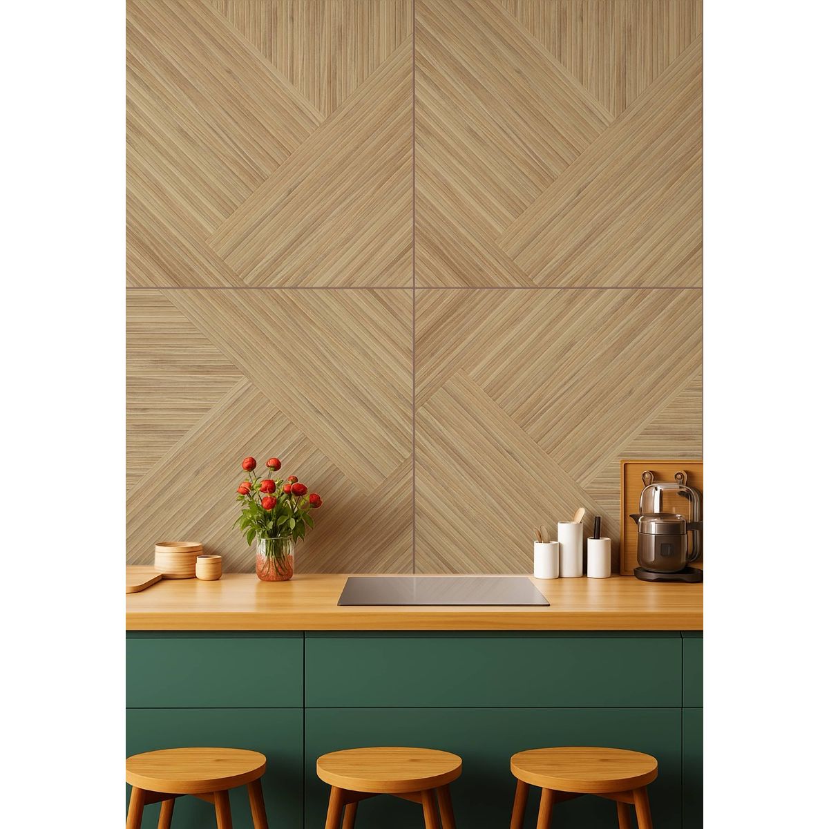 Geometric Wood Panel Effect Porcelain Tiles | Tile Giant