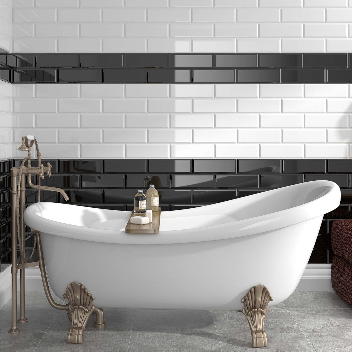Metro White Ceramic 10x30cm | Bathroom Wall Tiles | Tile Giant