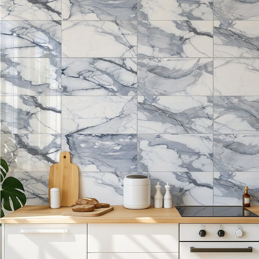 Luxury Marble Effect Tiles | Marble Look Blue Tiles