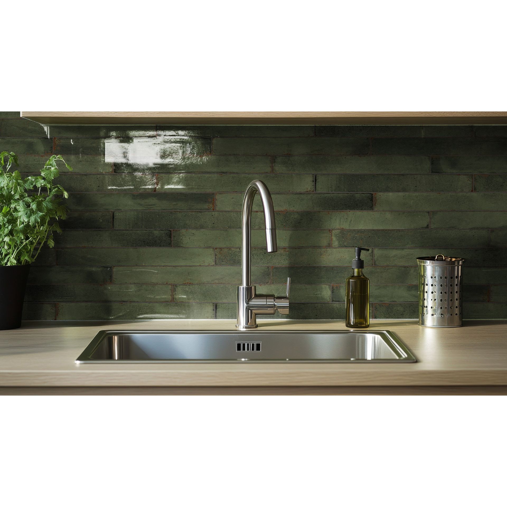 Arcadia Green Gloss Porcelain 4.8x 44.5cm