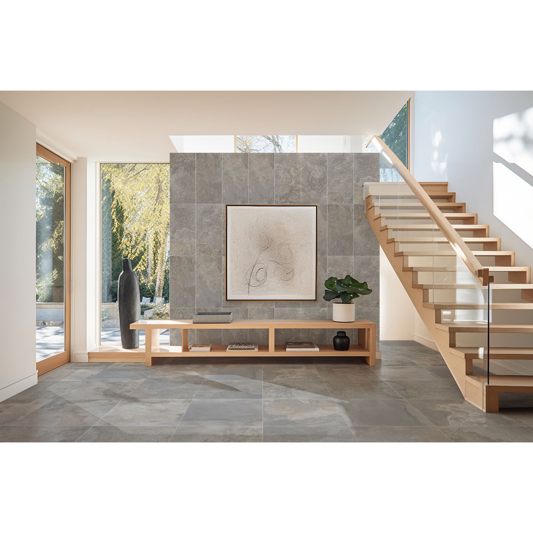 60x60cm Italian Grey Slate Effect Porcelain Tile | Realistic Stone Look ...